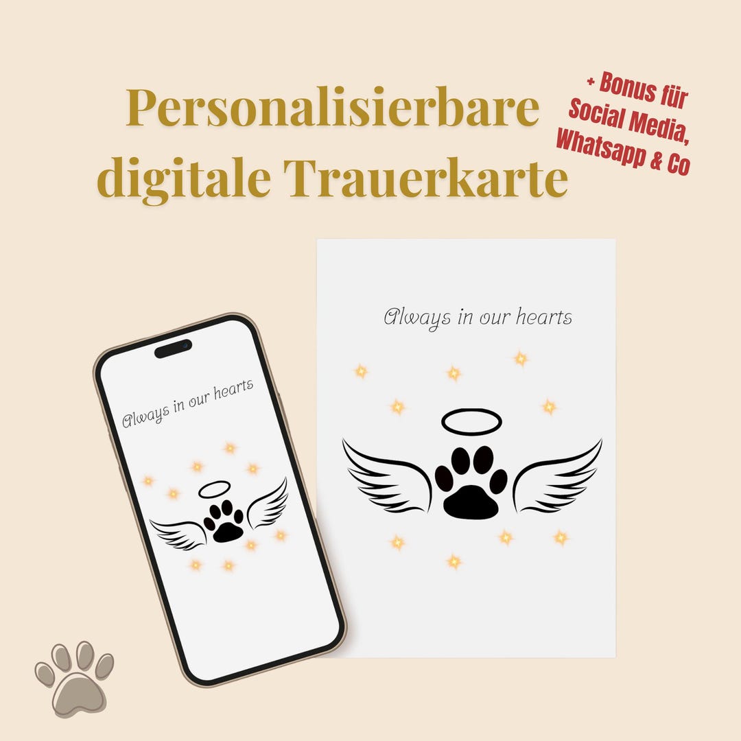 Pet Loss Card Canva Template, Printable Sympathy Card Digital Download ...
