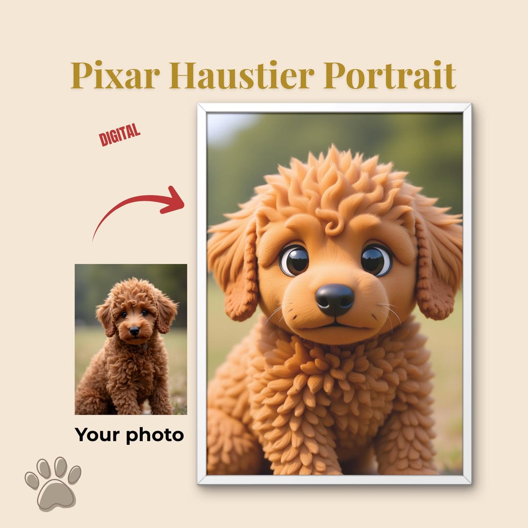 Pixar Style Pet Portrait, Custom Pet Cartoon Drawing, Personalized ...