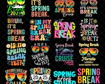 Spring Break 2025 PNG, Spring Break Squad PNG, Funny Spring PNG, Beach ...