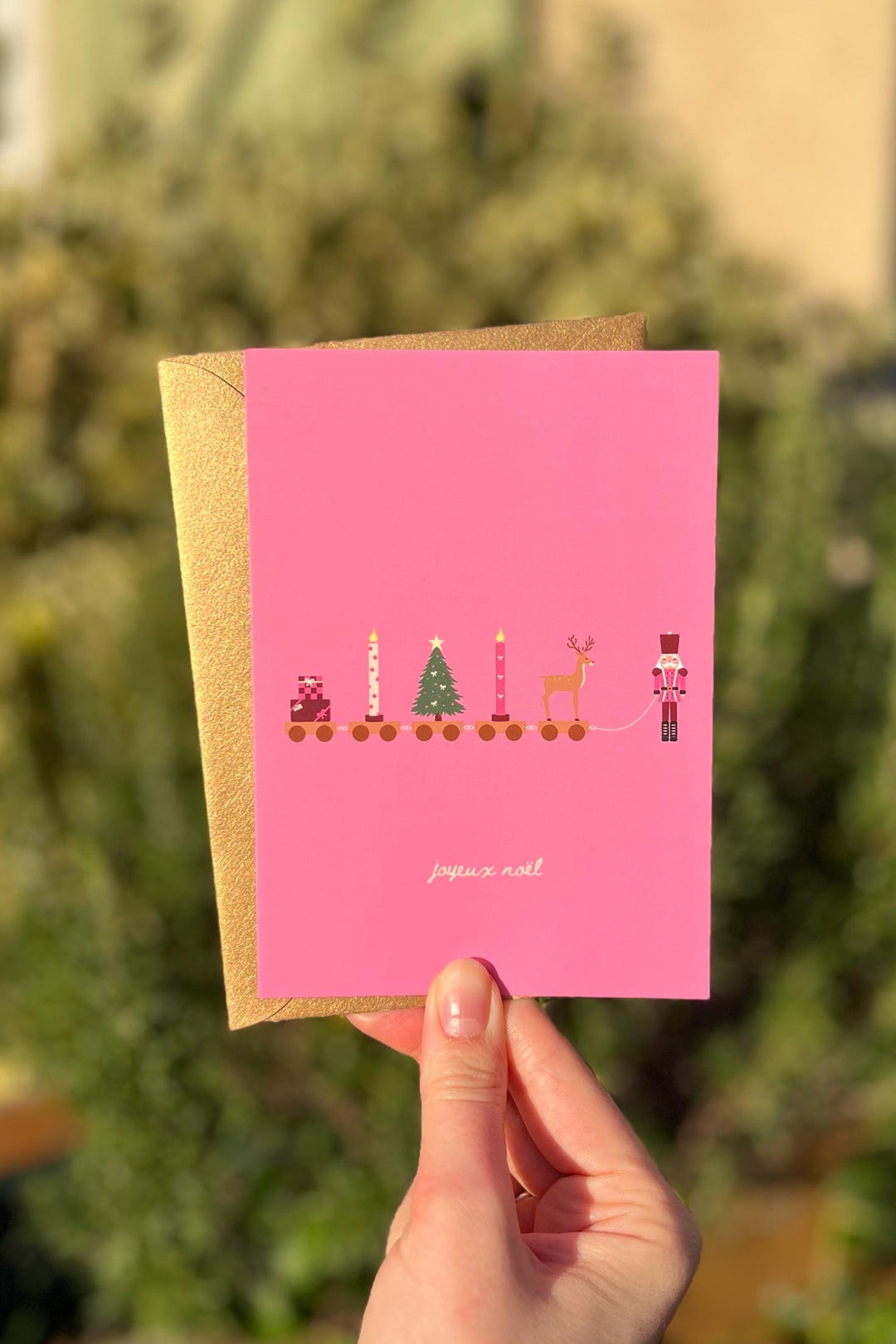 Little Pink Train Christmas Card — Nutcracker Illustration — Festive ...