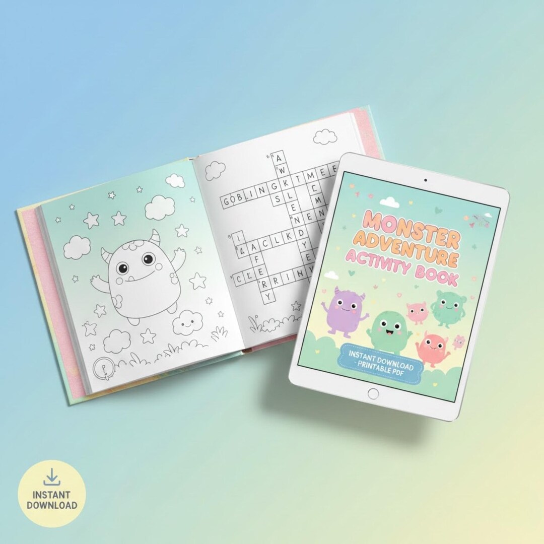 Monster Activity Book for Kids Printable PDF – Cute Monster Coloring ...