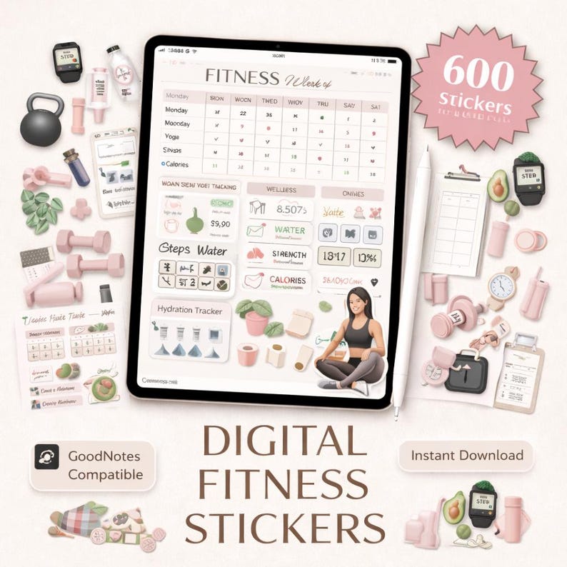 Digital Fitness Stickers: Workout Planner, Health & Wellness (goodnotes ...