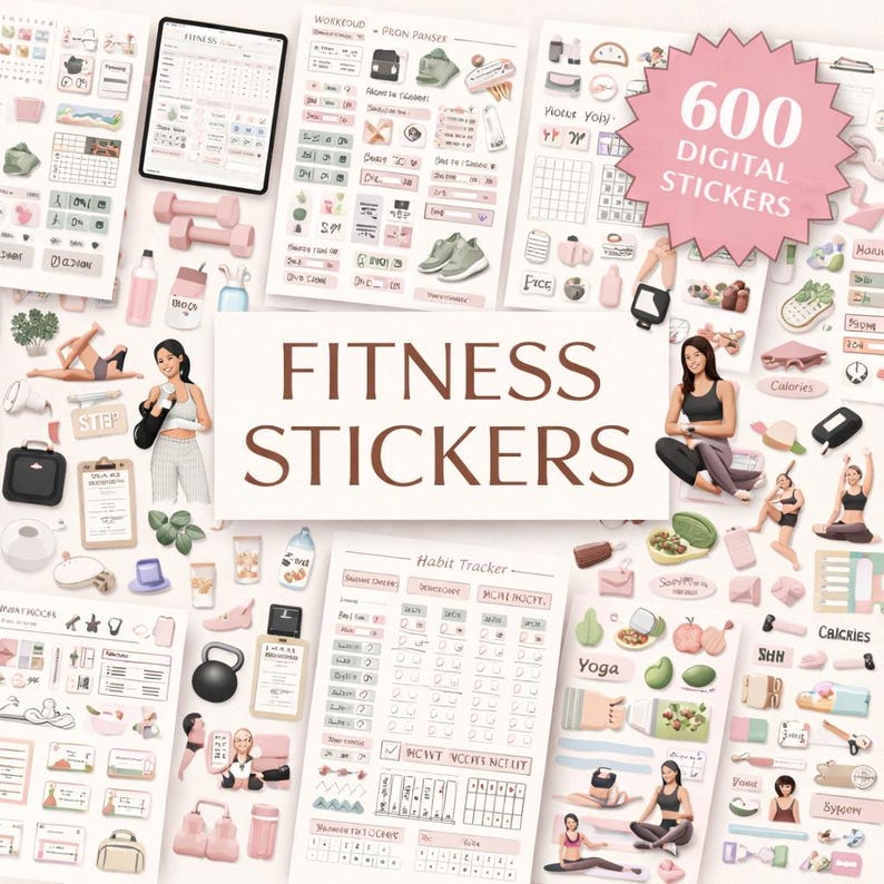 Digital Fitness Stickers: Workout Planner, Health & Wellness (goodnotes ...