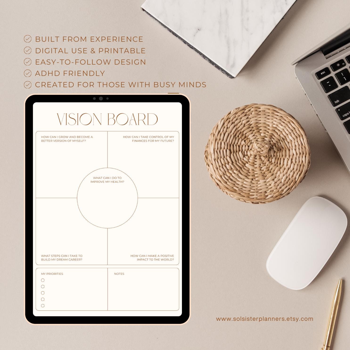 Digital Vision Board Template (PDF Download) | iPad Goodnotes ...