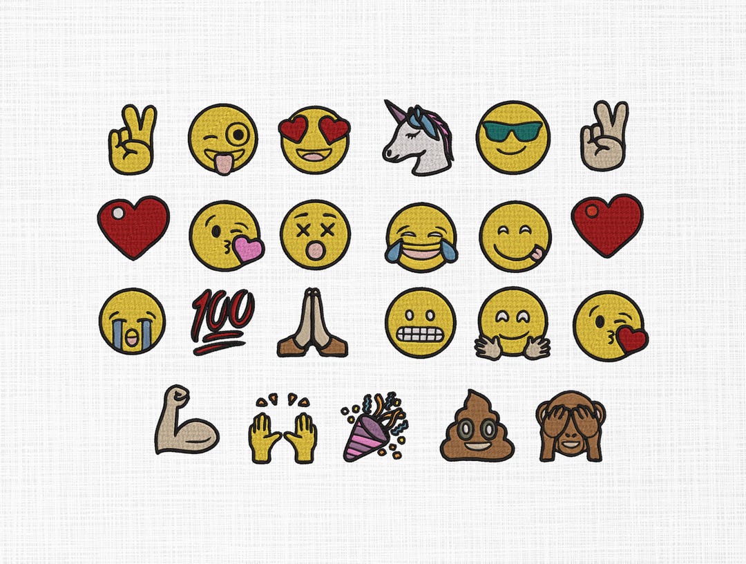 Emoji Embroidery Design Bundle, Smile Emoji Machine Embroidery Patterns ...