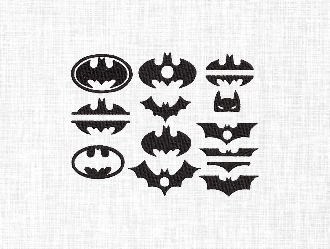 Bat Logo Embroidery Design Set, Superhero Bat Symbols, Machine ...