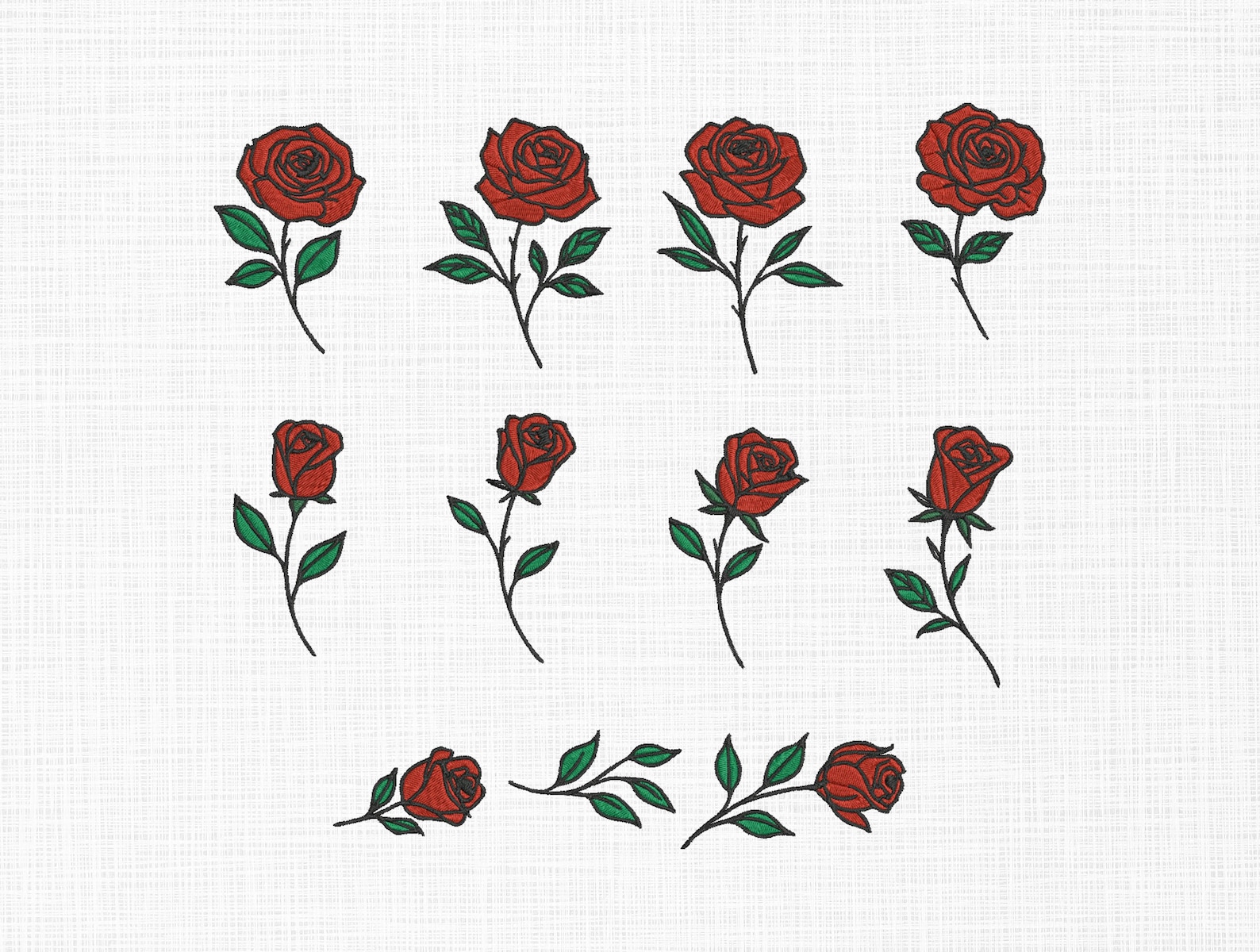 Rose Embroidery, Red Rose Embroidery Design, Floral Machine Embroidery ...