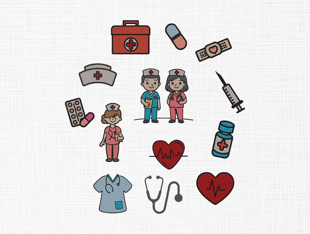 Doctor Embroidery, Nurse Embroidery Design Set, Medical Embroidery ...