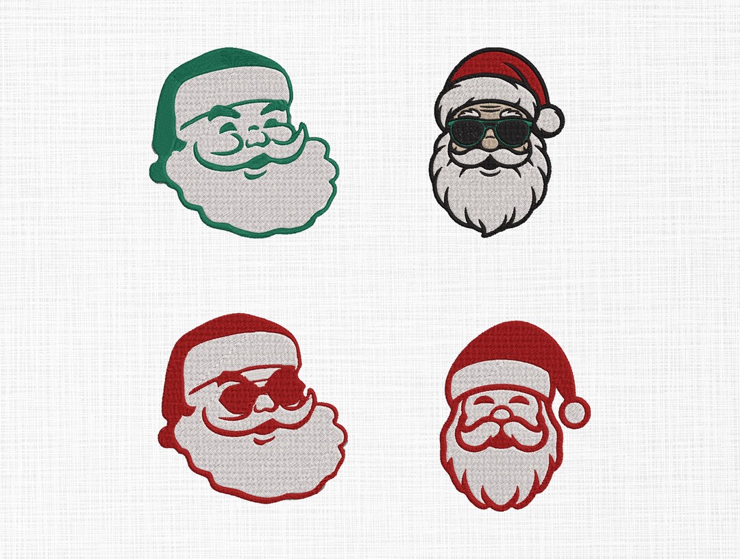 Santa Face Embroidery Design Set, Christmas Santa Head Machine ...