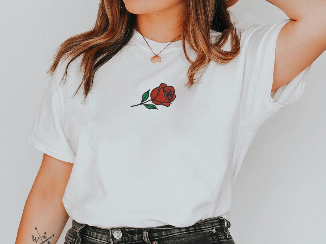 Rose Embroidery, Red Rose Embroidery Design, Floral Machine Embroidery ...