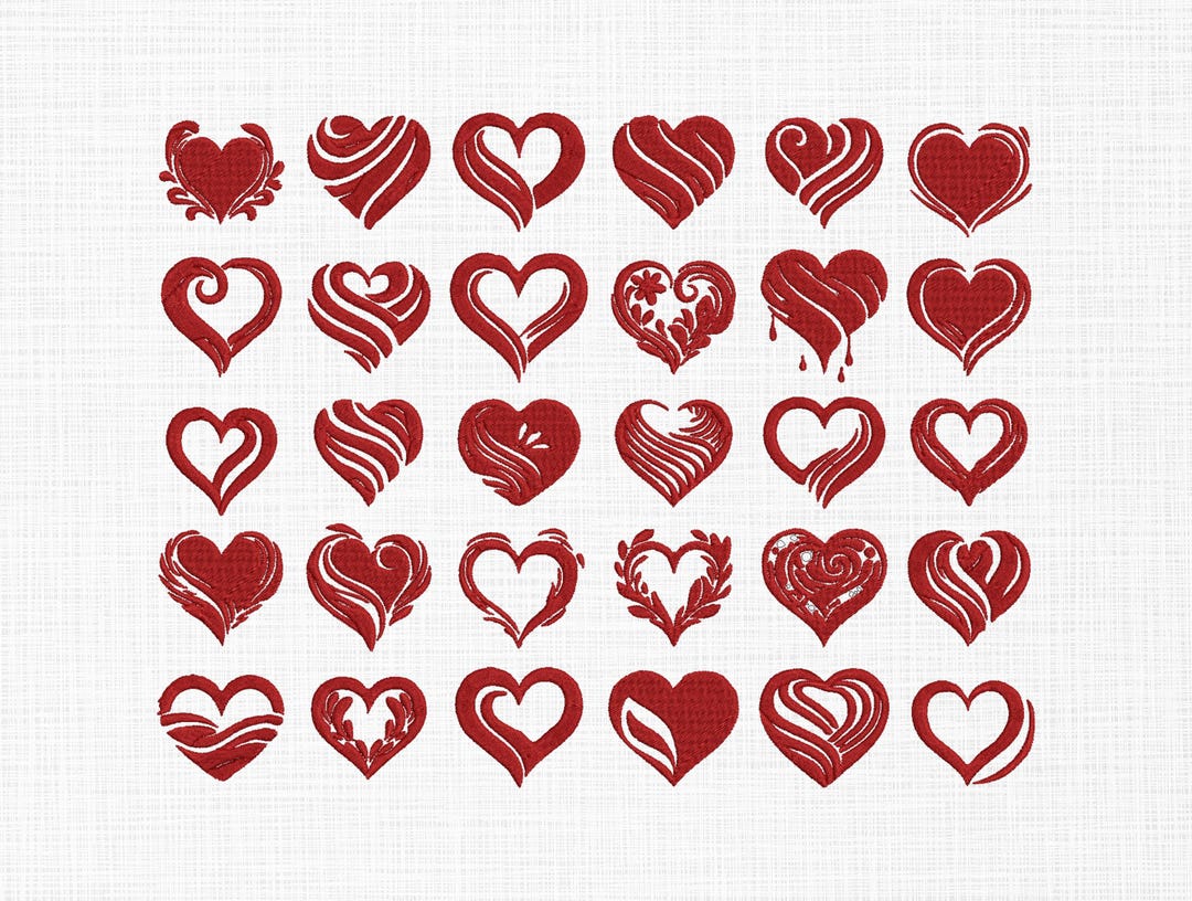 Mini Heart Embroidery, Heart Embroidery Design Bundle, Love Heart ...