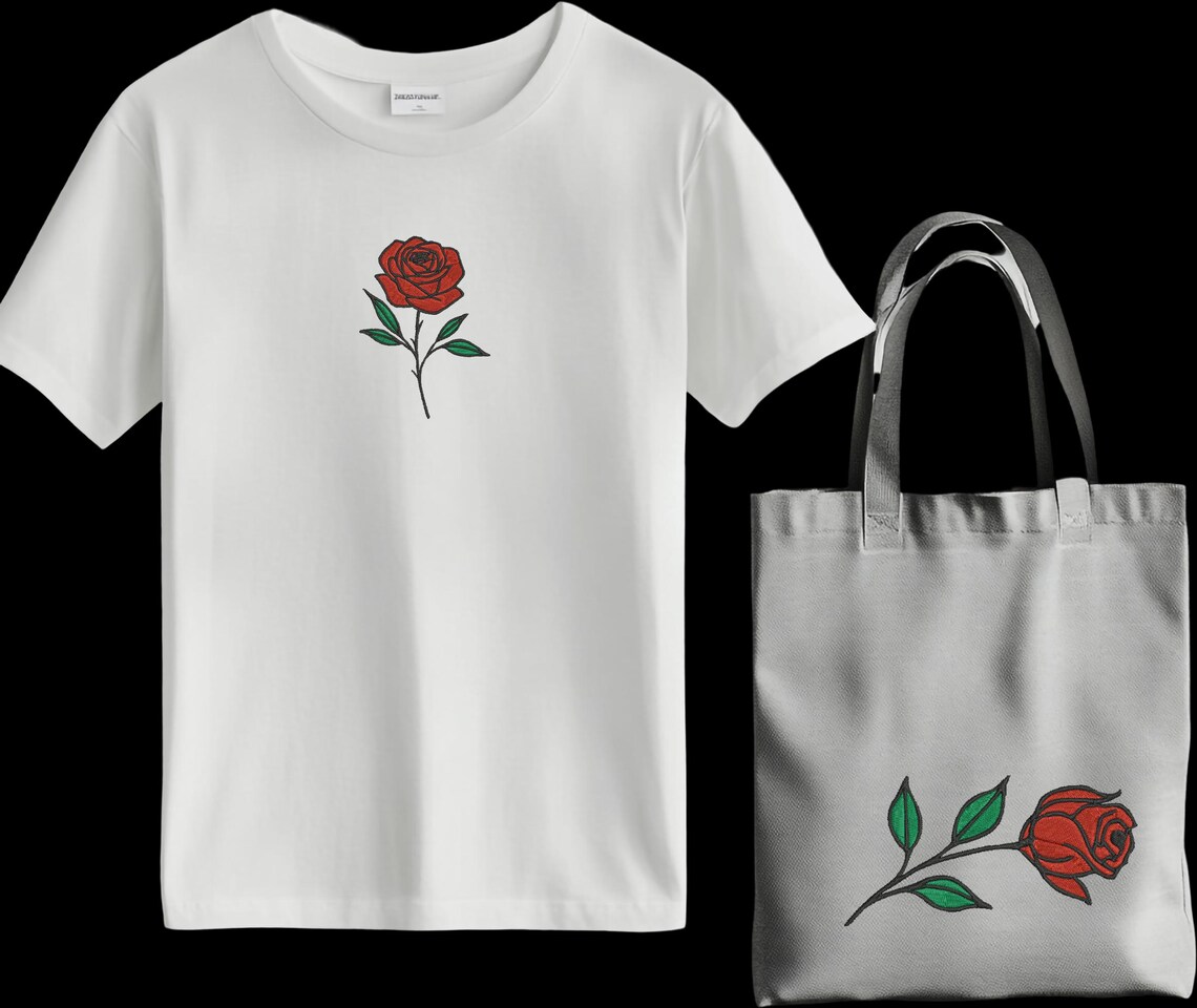 Rose Embroidery, Red Rose Embroidery Design, Floral Machine Embroidery ...