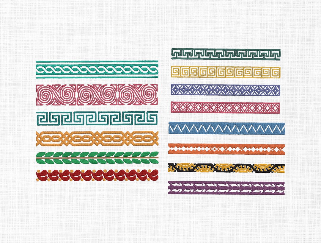 Decorative Border Embroidery Design Bundle, 12 Seamless Border Patterns ...
