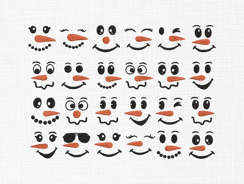 Snowman Face Embroidery Design: Christmas Winter Bundle (digital ...