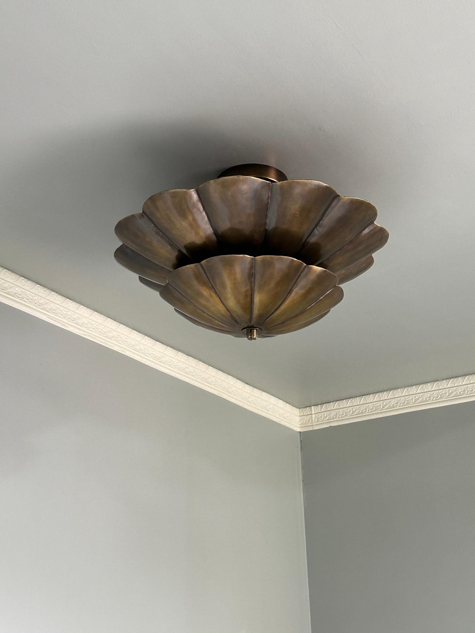 Handmade Brass Flower Ceiling Light: Vintage Petal Flush Mount - Etsy