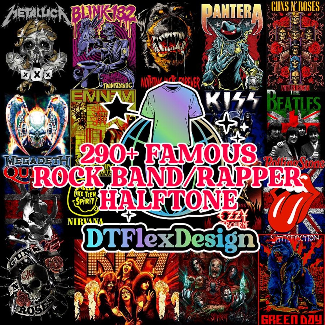 Rock Band Rapper Halftone 290+ T-shirt Design Bundle : Hquality 300 DPI ...