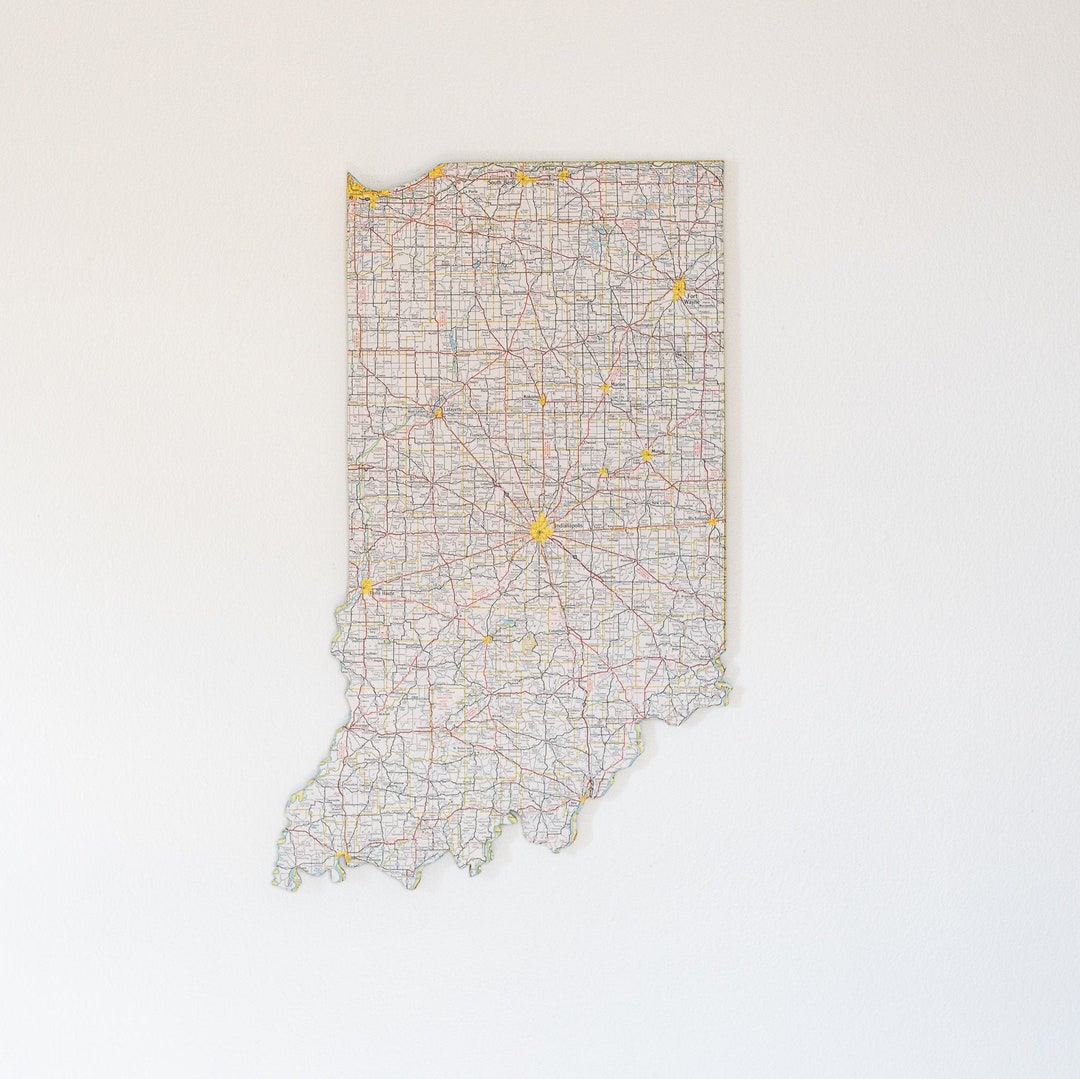 INDIANA State Map Wall Decor Indiana Wall Decor Vintage Road Map ...