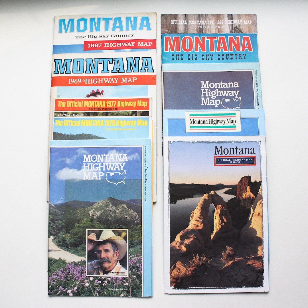 MONTANA State Map | Road Map | Montana | State Maps | Vintage Maps ...