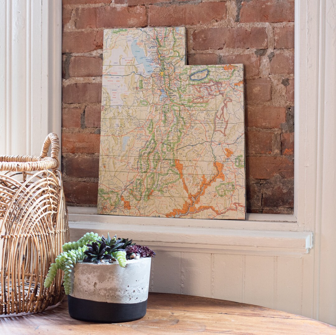 UTAH State Map Wall Decor | Vintage Map Decor | Utah State | Perfect ...