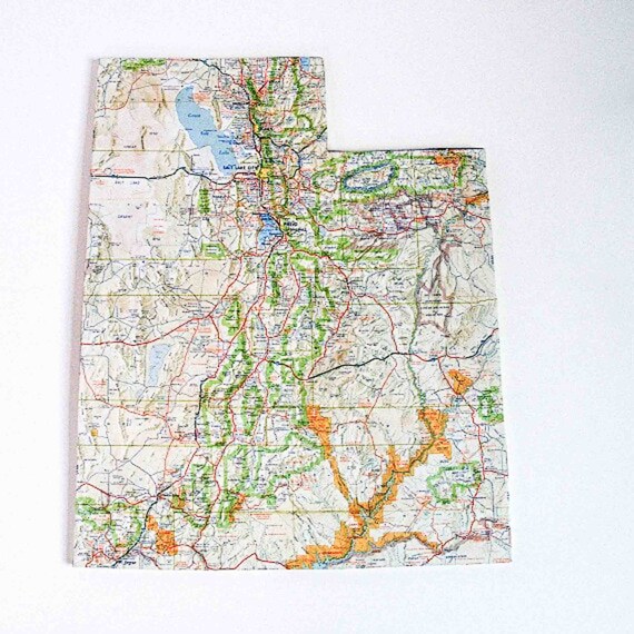 UTAH State Map Wall Decor Vintage Map Wall Art Utah State | Etsy