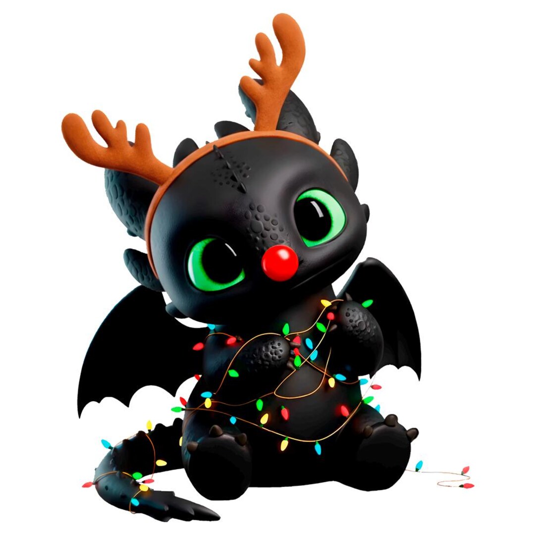 Cute Toothless Christmas Lights PNG, Black Dragon Xmas Clipart - Etsy ...