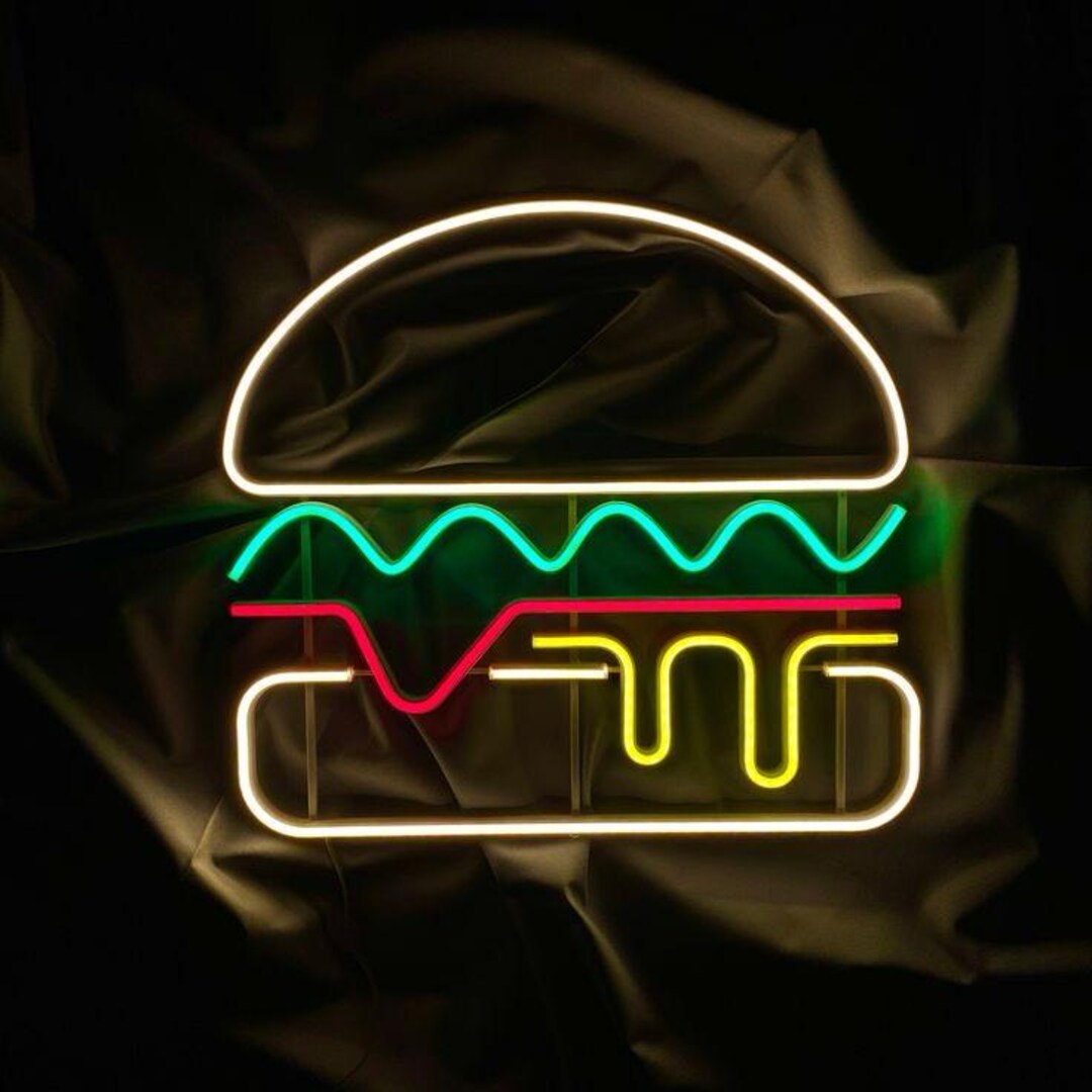Hamburger Neon Sign, Restaurant Kitchen Dining Hall Decoration ...