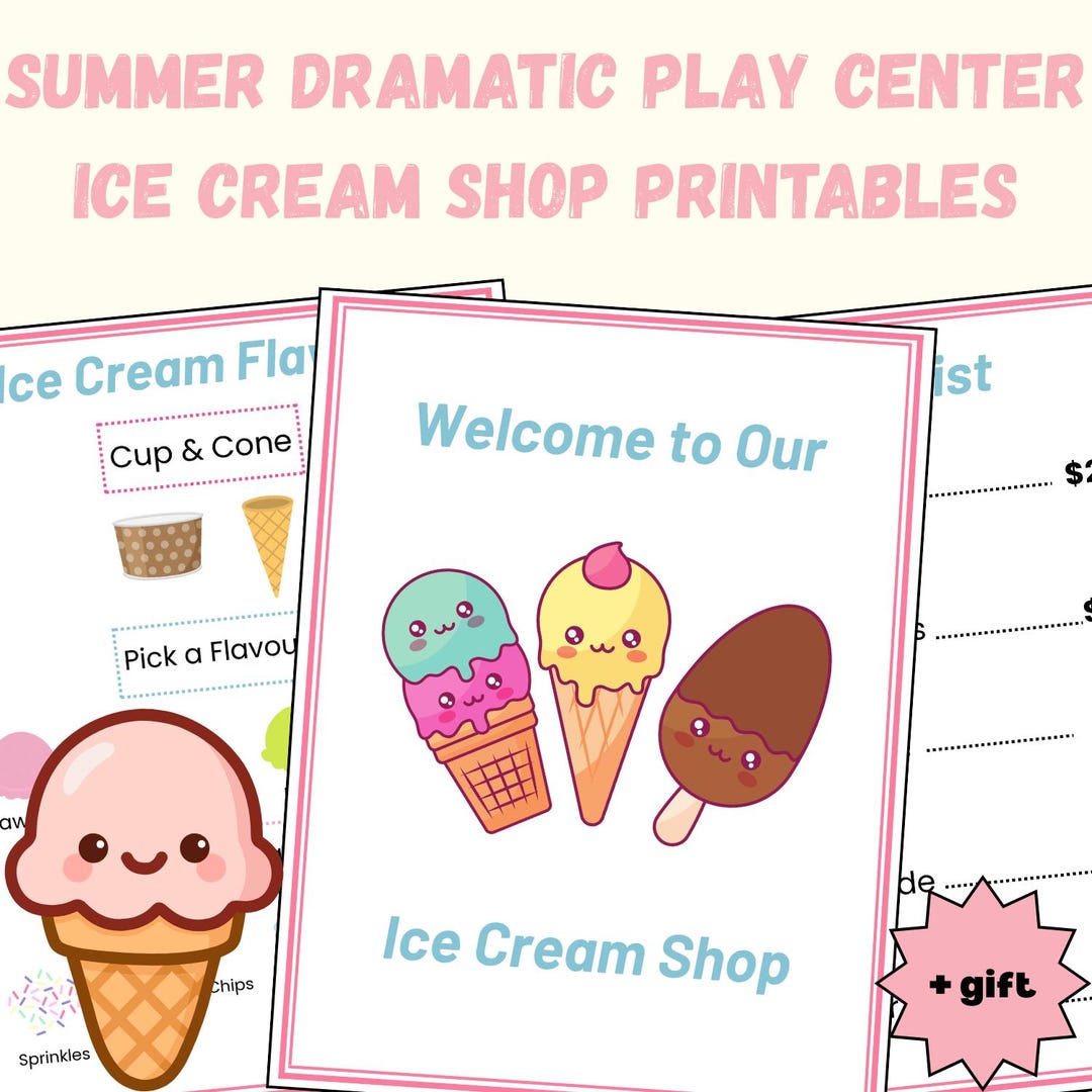 Ice Cream Shop Dramatic Play Printable | Summer Pretend Play Center ...