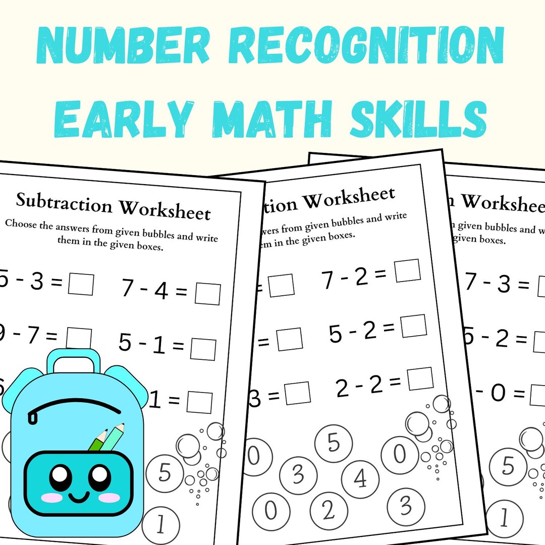 Number Recognition Worksheets | Early Math Skills Subtraction Practice ...