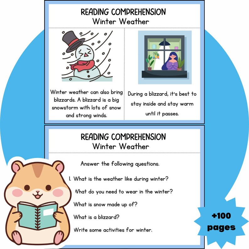 100+ Reading Comprehension Worksheets | Text-based Questions | Winter ...