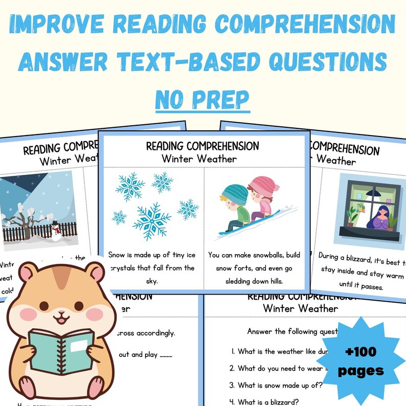 100+ Reading Comprehension Worksheets | Text-based Questions | Winter ...