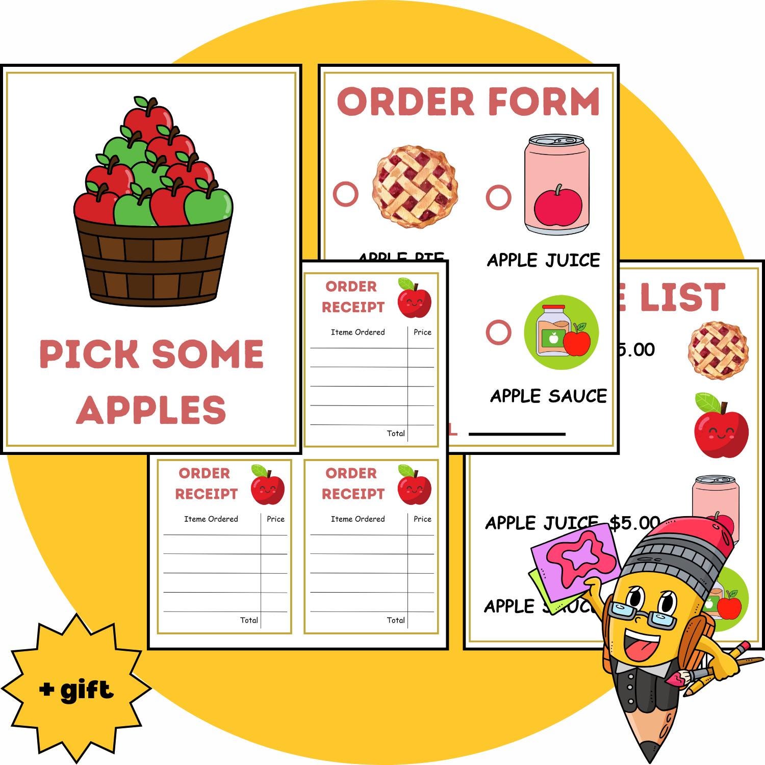 Apple Orchard Pretend Play Printable | Kids Money Activity | Addition ...