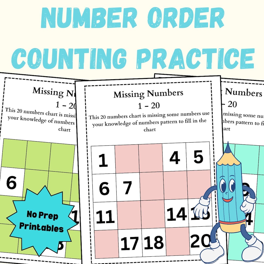 Missing Numbers Worksheets 1–20 | Number Order Counting Practice ...
