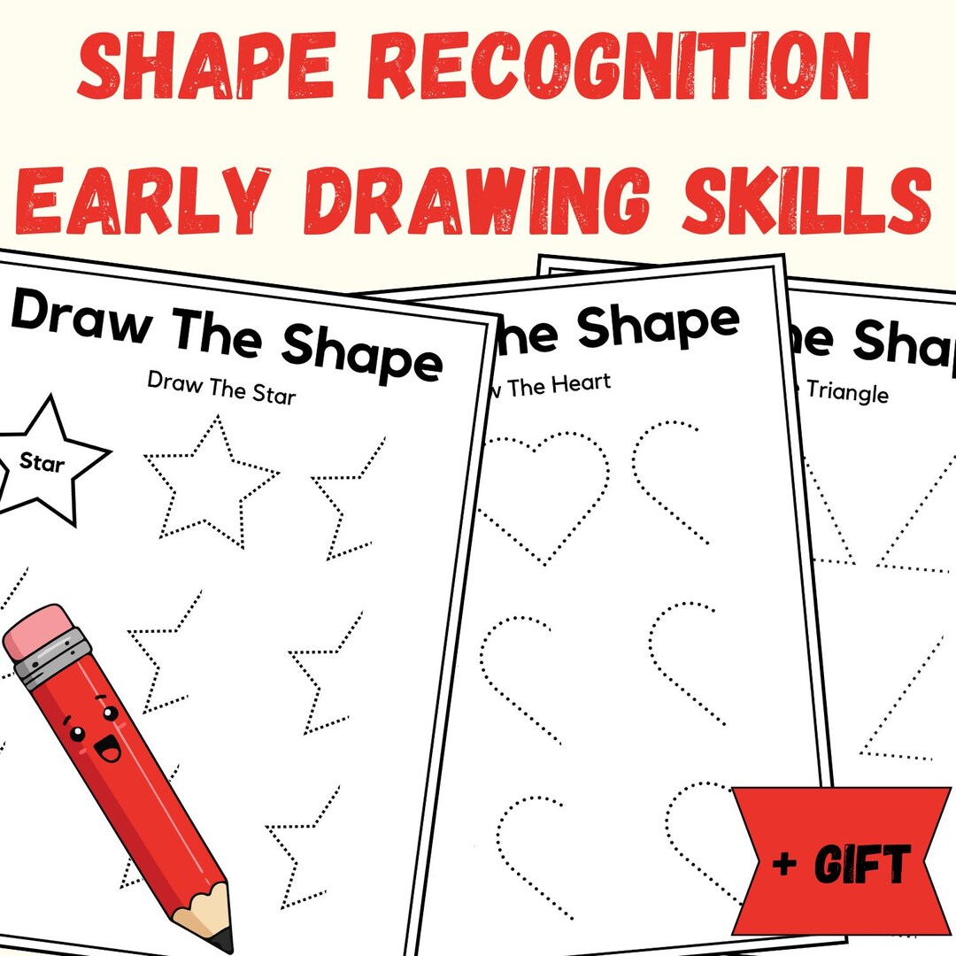 Draw the Shape Worksheets | Shape Recognition Tracing | Early Drawing ...
