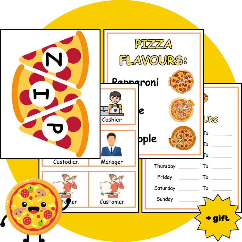 Pizza Shop Dramatic Play Printable | Pretend Play Money Activity ...