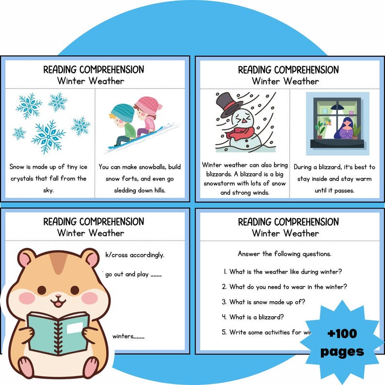 100+ Reading Comprehension Worksheets | Text-based Questions | Winter ...