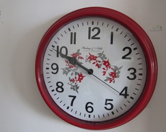 Red Wall Clock - Etsy