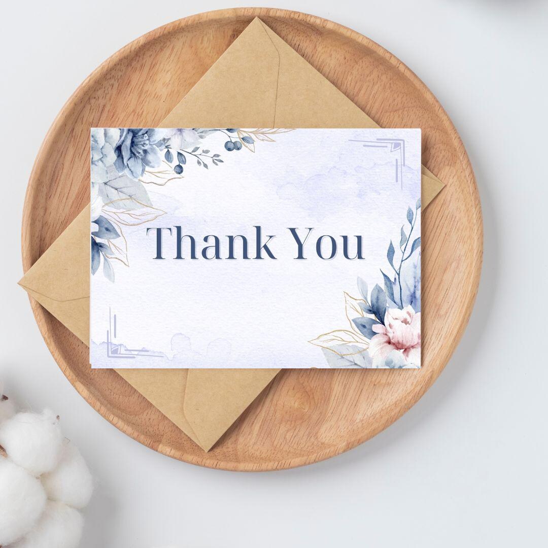 Printable Floral Thank You Card: 5x6" Landscape Design (digital ...
