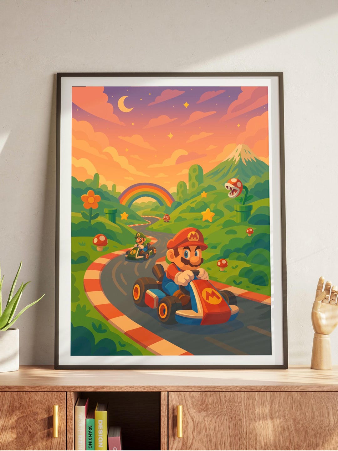 Mario Kart Poster Print | Super Mario Gamer Wall Art | Retro Racing ...