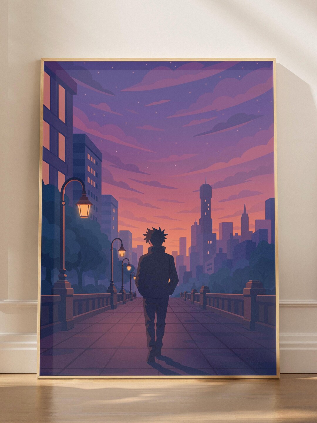 Jujutsu Kaisen Wall Art | Anime Japanese Cityscape Poster | Megumi ...