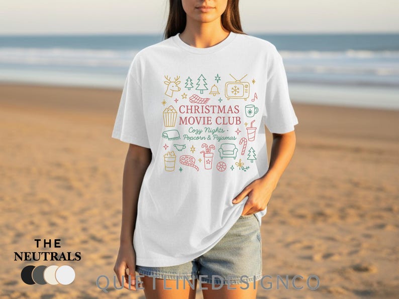 Christmas Movie Club Comfort Colors T-shirt | Matching Family Holiday ...