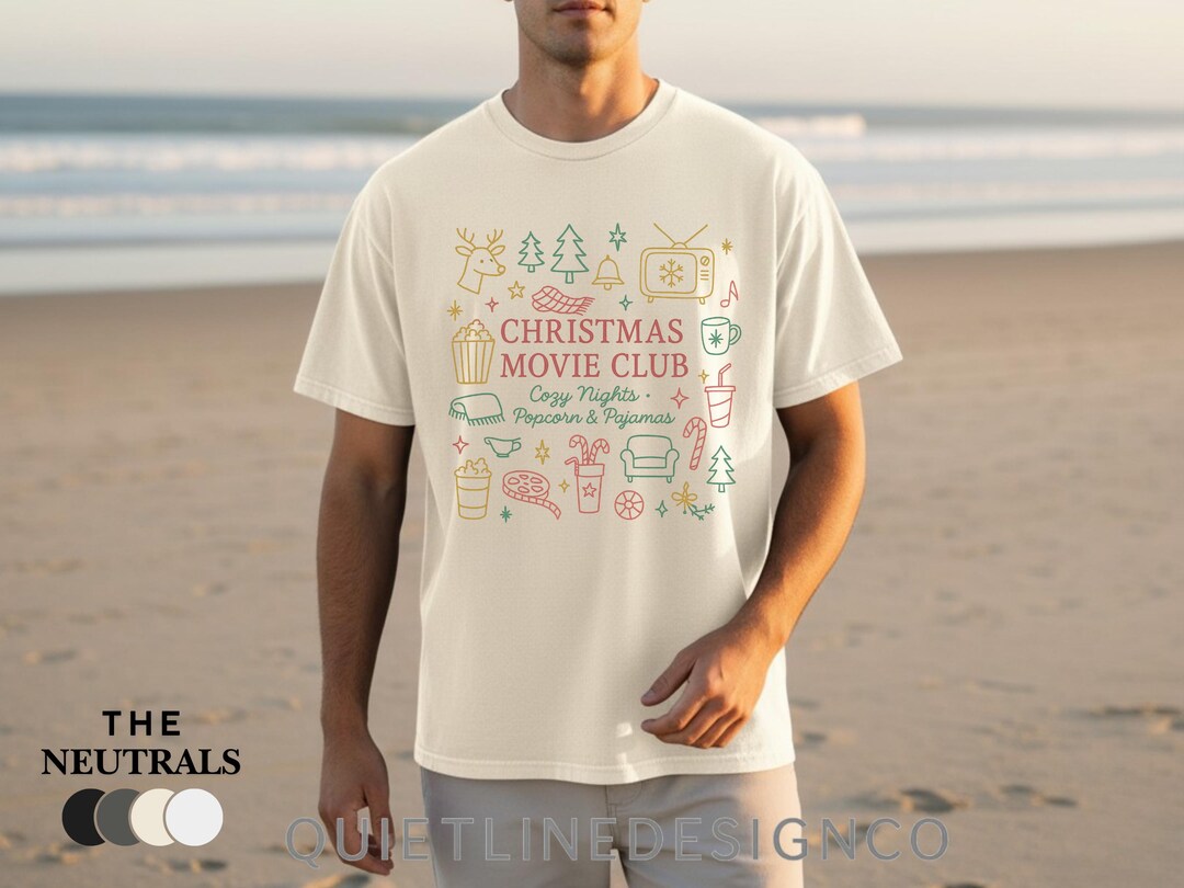 Christmas Movie Club Comfort Colors T-shirt | Matching Family Holiday ...
