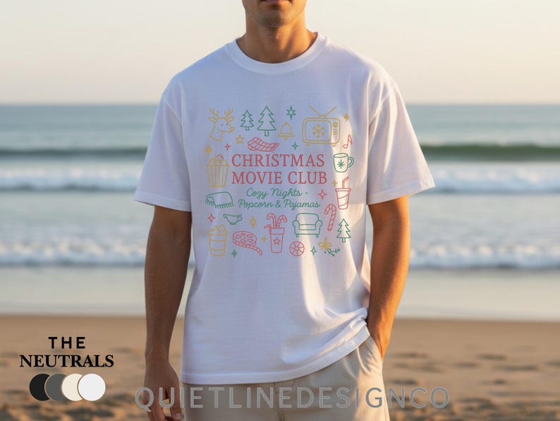 Christmas Movie Club Comfort Colors T-shirt | Matching Family Holiday ...