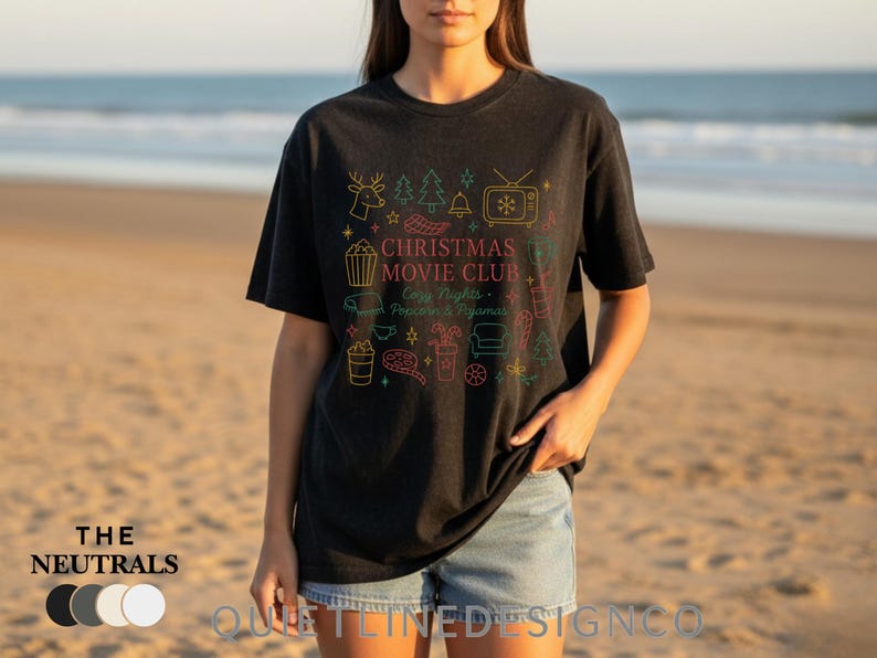 Christmas Movie Club Comfort Colors T-shirt | Matching Family Holiday ...