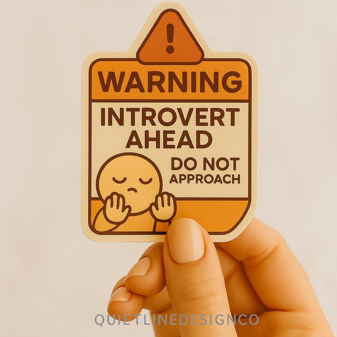 Introvert Warning Kiss-cut Stickers, Cute Introvert Decor, Laptop ...