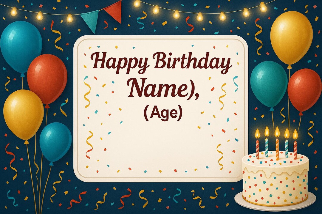 Custom Birthday Portrait | Personalized Digital Photo With Name & Age ...