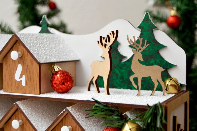 Snow Cabin Advent Calendar SVG DXF Files: Laser Cut Christmas Countdown ...