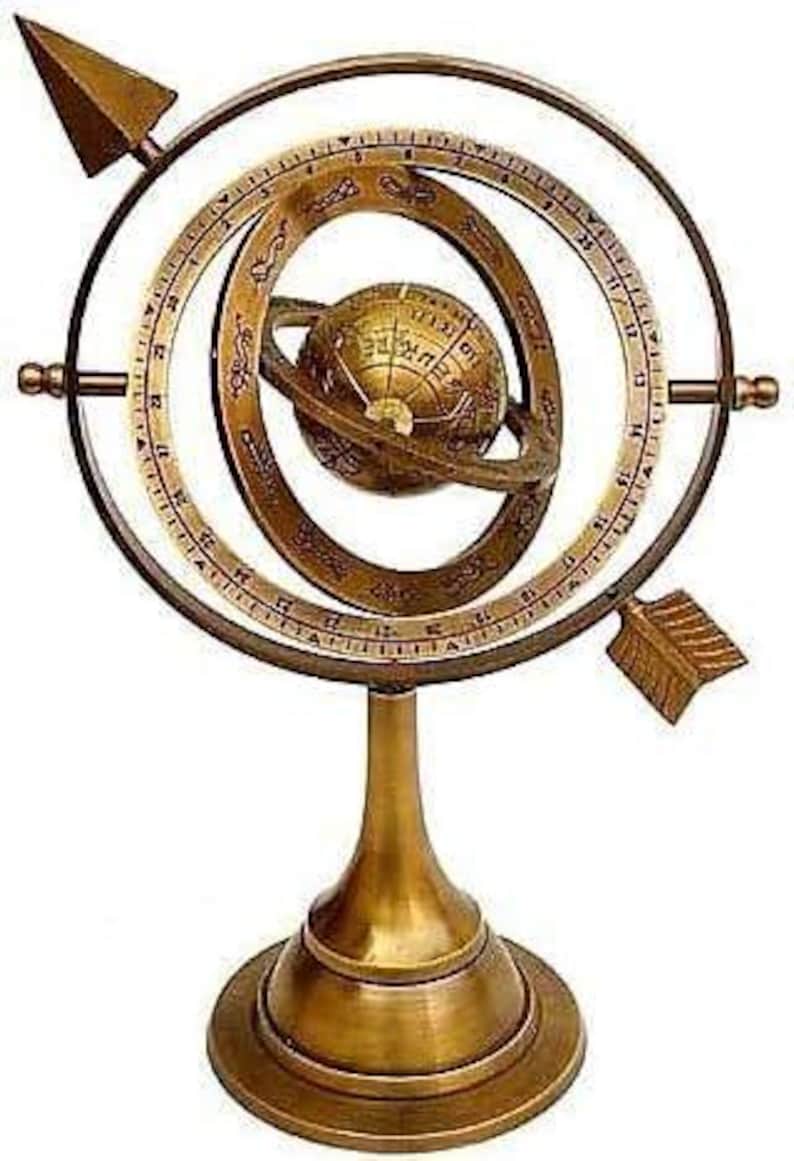 Handmade Antique Brass Armillary Sphere With Sundial Arrow - 11 Inch - Etsy