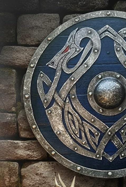Viking Dragon Wooden Shield, Navy Blue Medieval Wall Decor (24") - Etsy