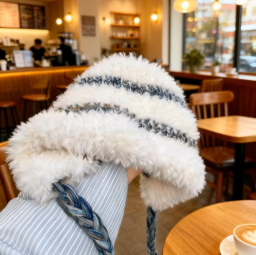 Winter Knit Beanie With Ear Flaps, Windproof Chin Strap for Cycling ...