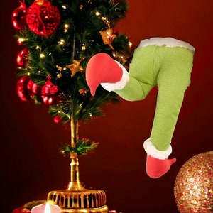 Festive Elf Leg Toy Unique Xmas Tree Decor Green Artificial - Etsy
